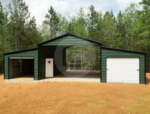 Raised Center Aisle Metal Barn 44x31 - Metal Barn Central